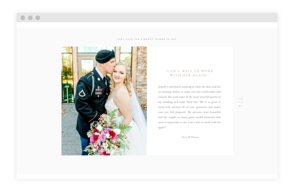 Showit Template Customization | Jontell Vanessa Photography